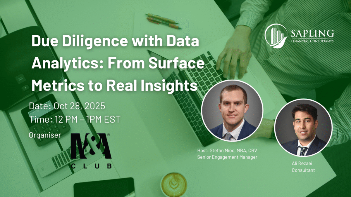M&A Club x Sapling Financial Webinar: Due Diligence with Data Analytics ...